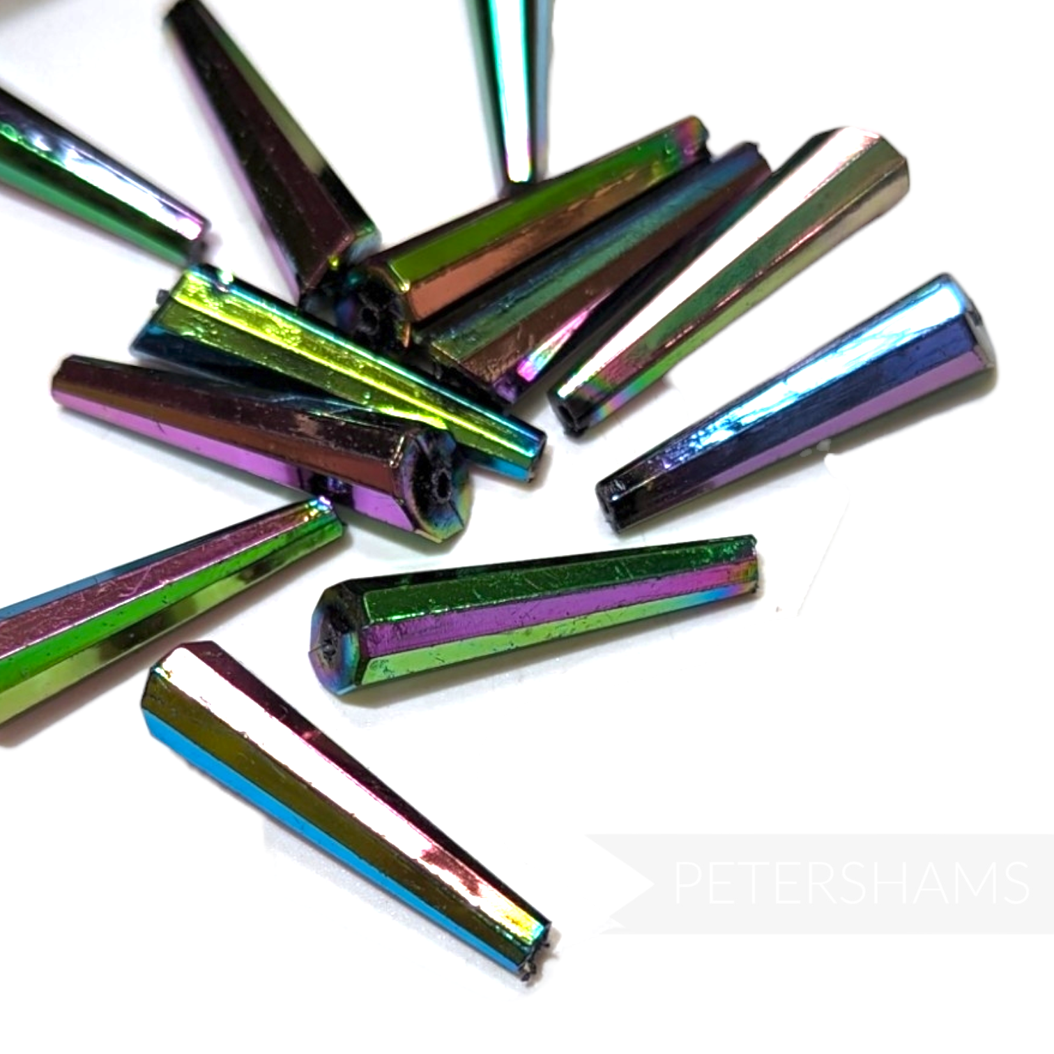 Vintage 1960/70's Iridescent Asymmetrical Tapered Beads - 12 Pieces ...