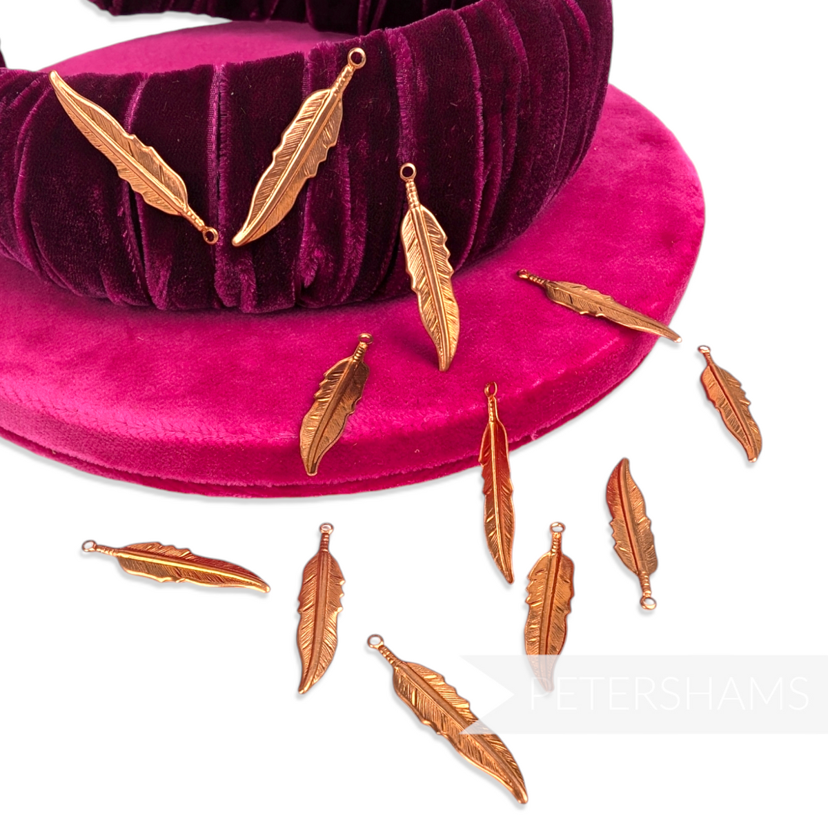 35mm Vintage 1990's Copper Feathers - 12 Pieces – Petershams Millinery ...