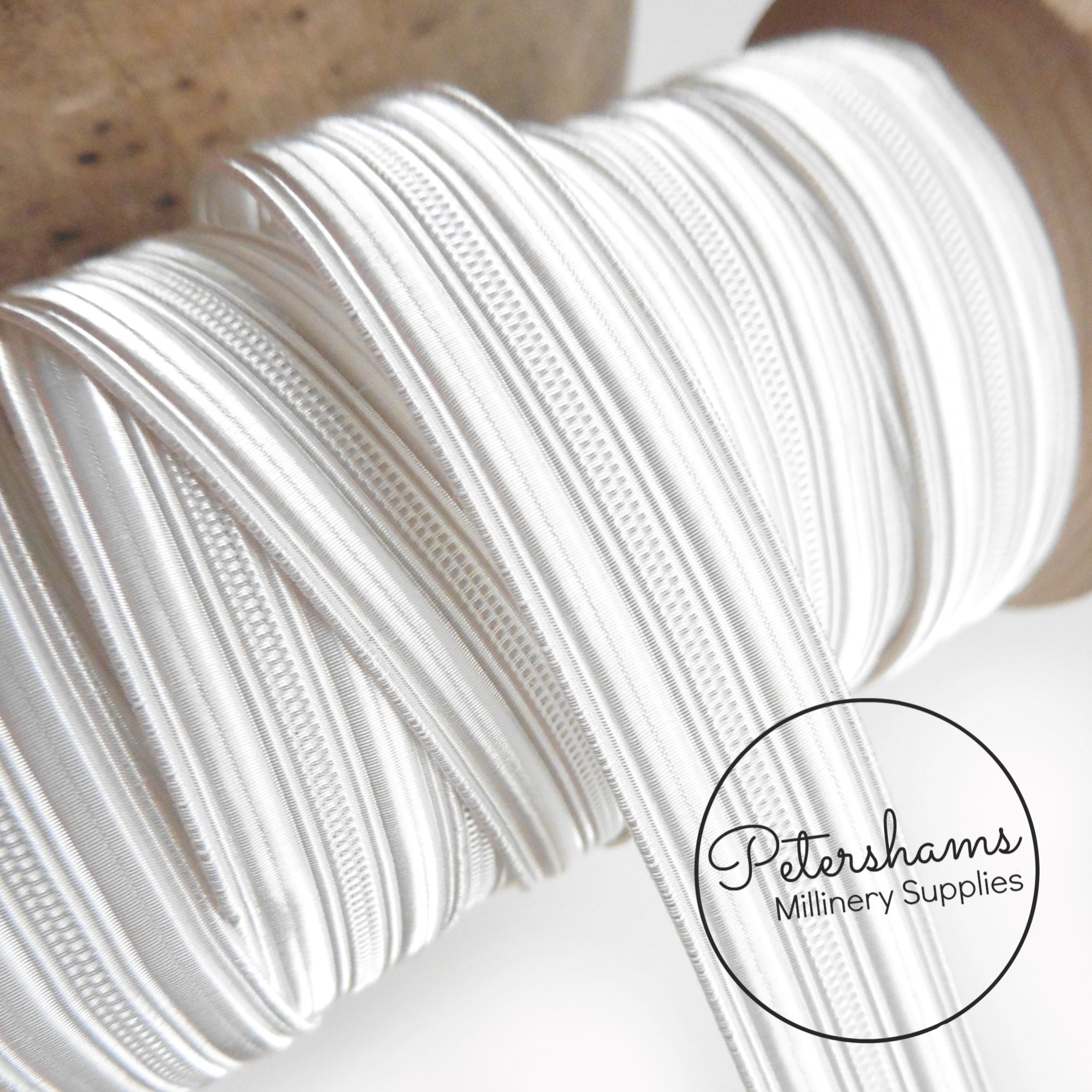 Naval Cellophane Thread White Lace Ribbon - 13mm – Petershams Millinery ...