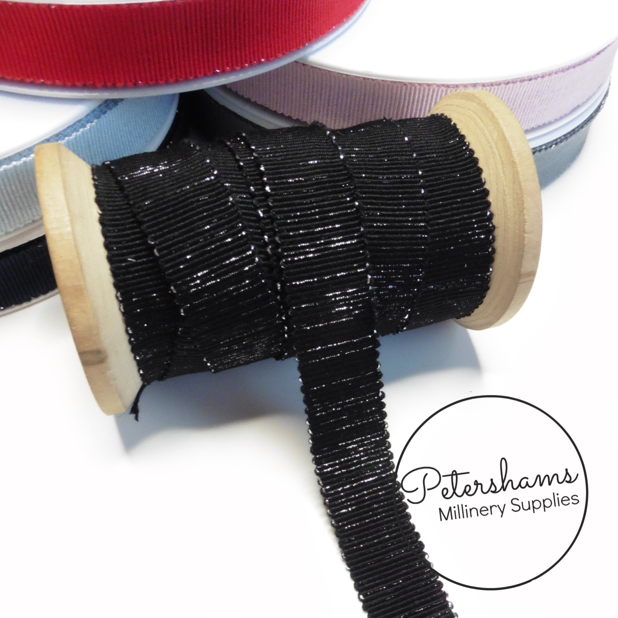 15mm No.3 Silver Metallic Sparkle Millinery Petersham Hat Ribbon - 1m ...