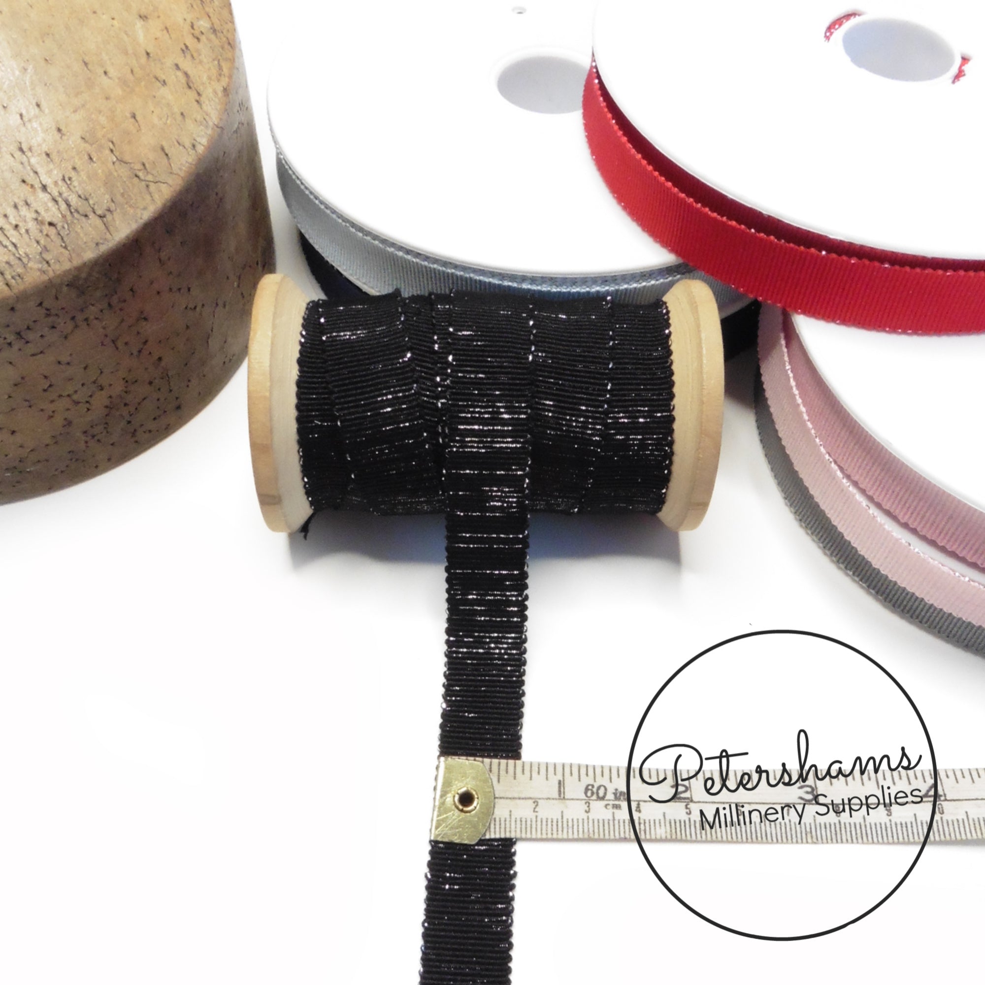 15mm No.3 Silver Metallic Sparkle Millinery Petersham Hat Ribbon - 1m ...