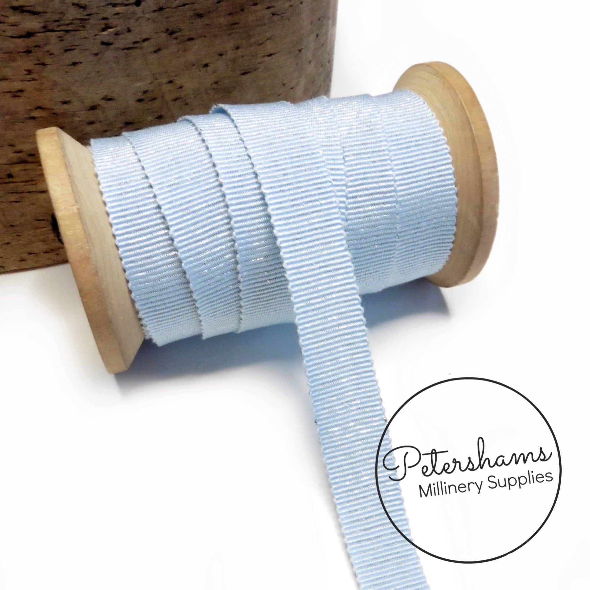 15mm No.3 Silver Metallic Sparkle Millinery Petersham Hat Ribbon - 1m ...