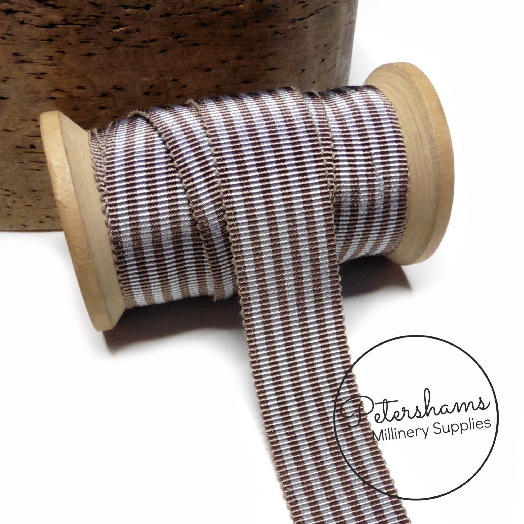 25mm No.5 Simple Striped Millinery Petersham Hat Ribbon - 1m ...