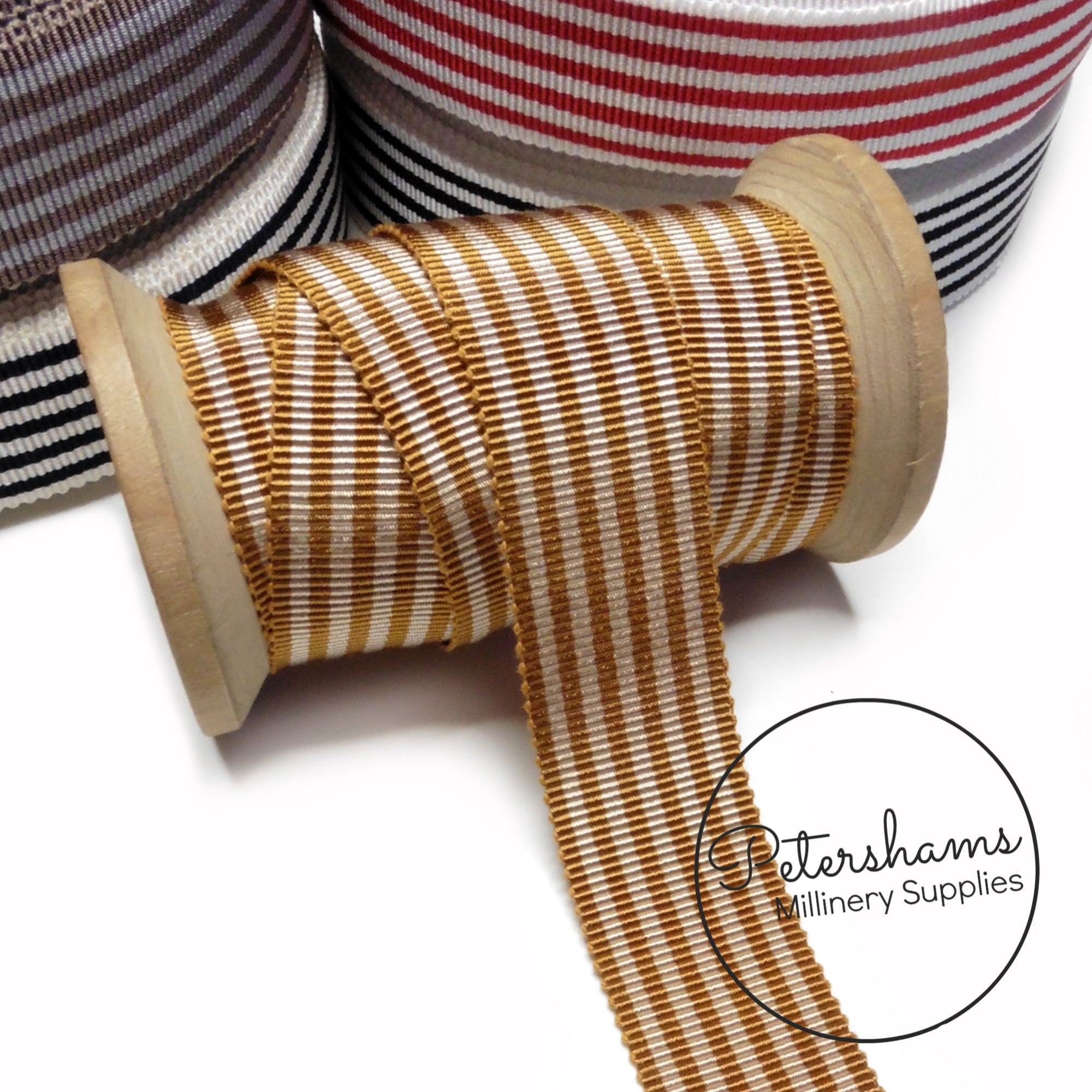 25mm No.5 Simple Striped Millinery Petersham Hat Ribbon - 1m ...