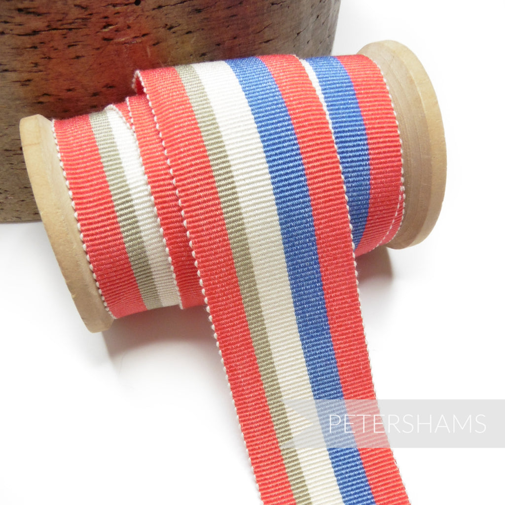35mm Traditional Stripe Millinery Petersham Hat Ribbon - 1m ...