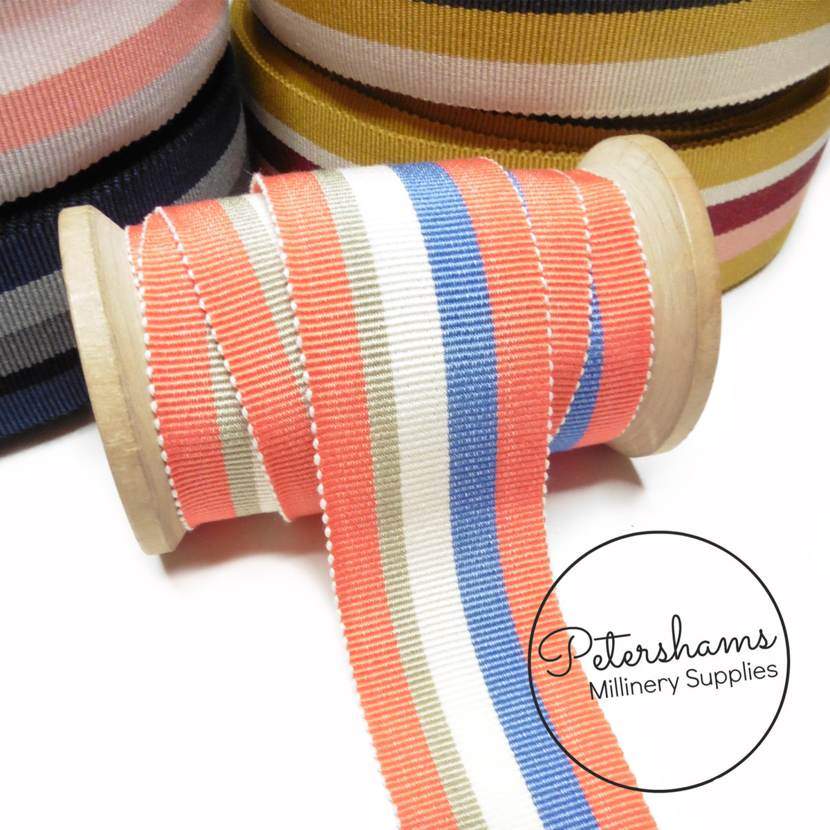 35mm Traditional Stripe Millinery Petersham Hat Ribbon - 1m ...