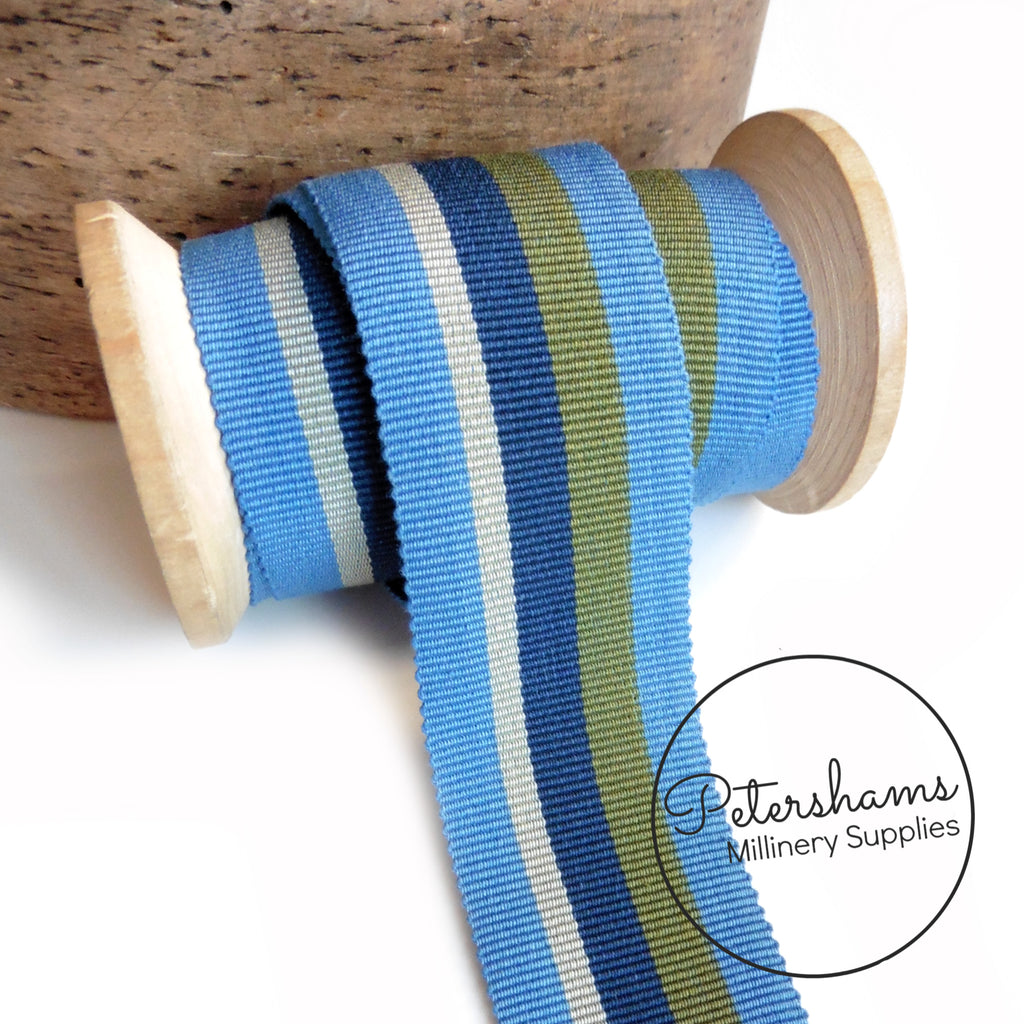 35mm Traditional Stripe Millinery Petersham Hat Ribbon - 1m ...