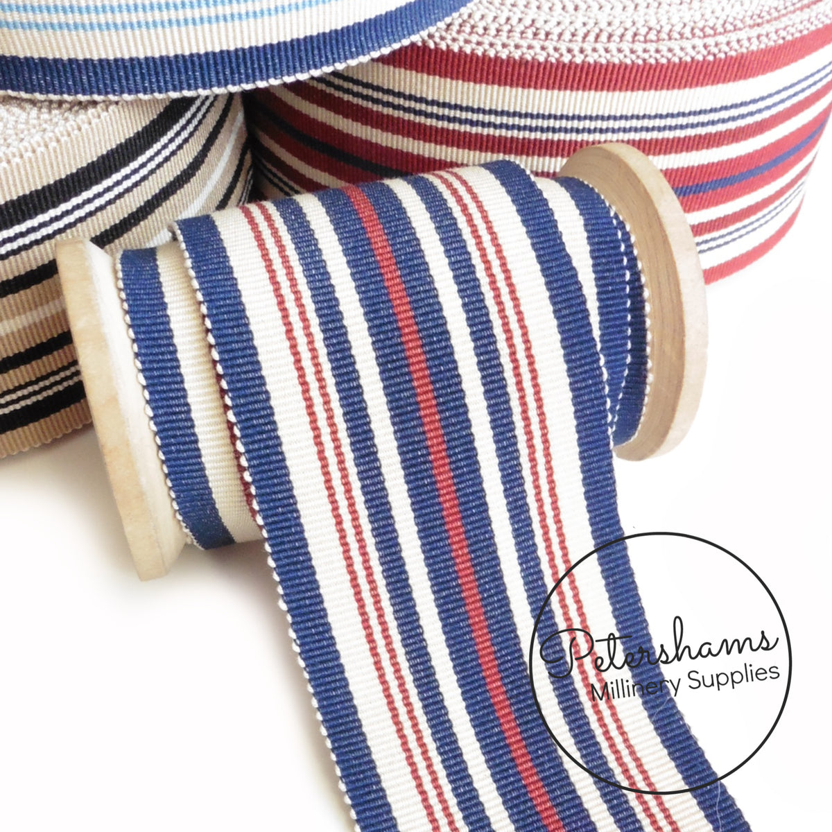 54mm Cotton Striped Millinery Petersham Hat Ribbon - 1m – Petershams ...