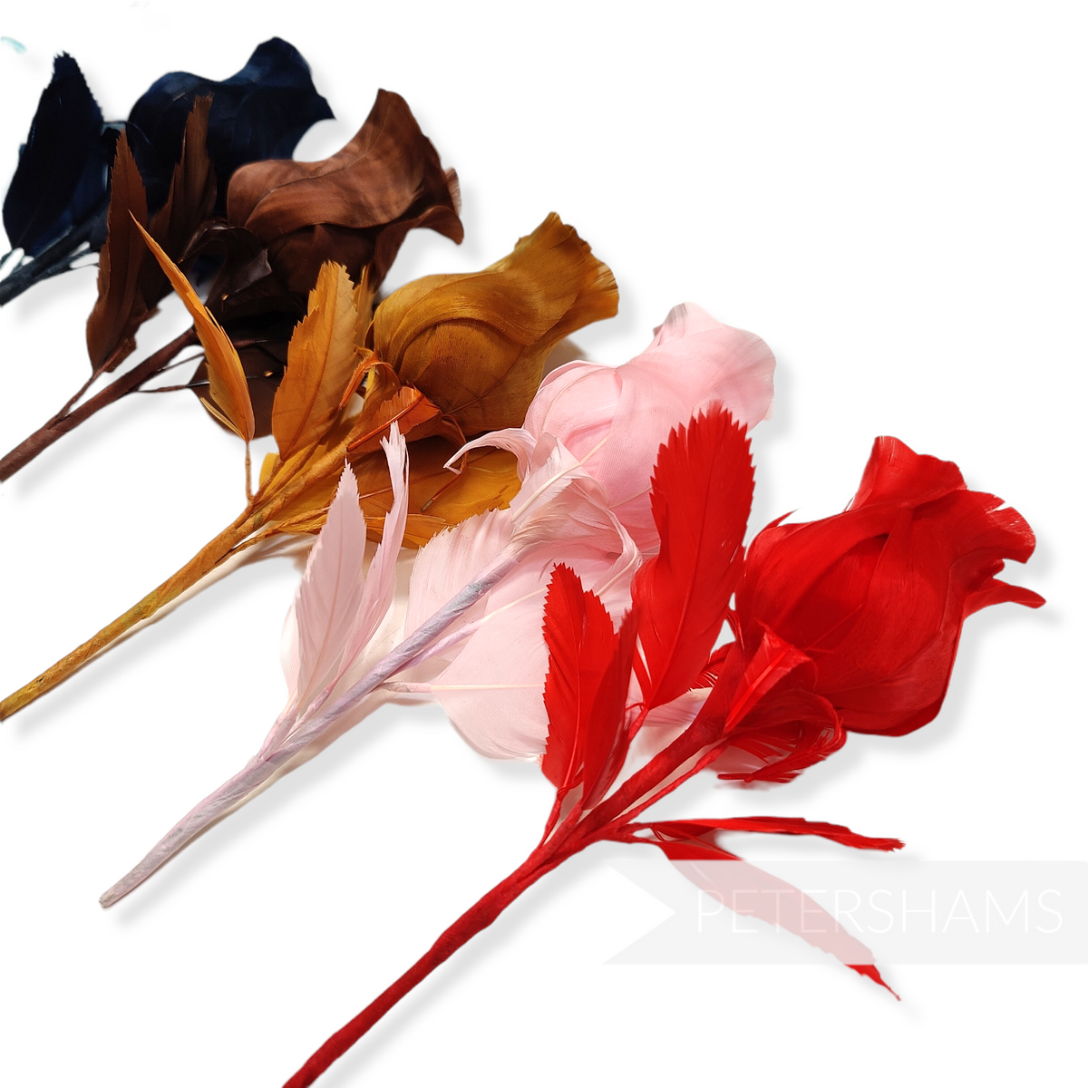 'Belle' Goose Feather Rosebud Flower Hat Mount – Petershams Millinery ...