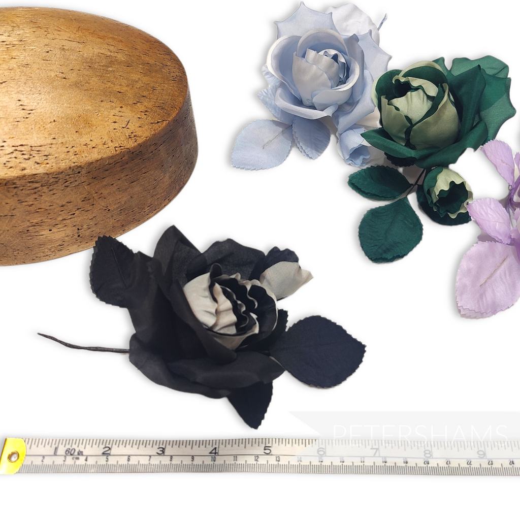 'Agnetha' Two-Tone Silk Rose Flower Hat Mount – Petershams Millinery ...