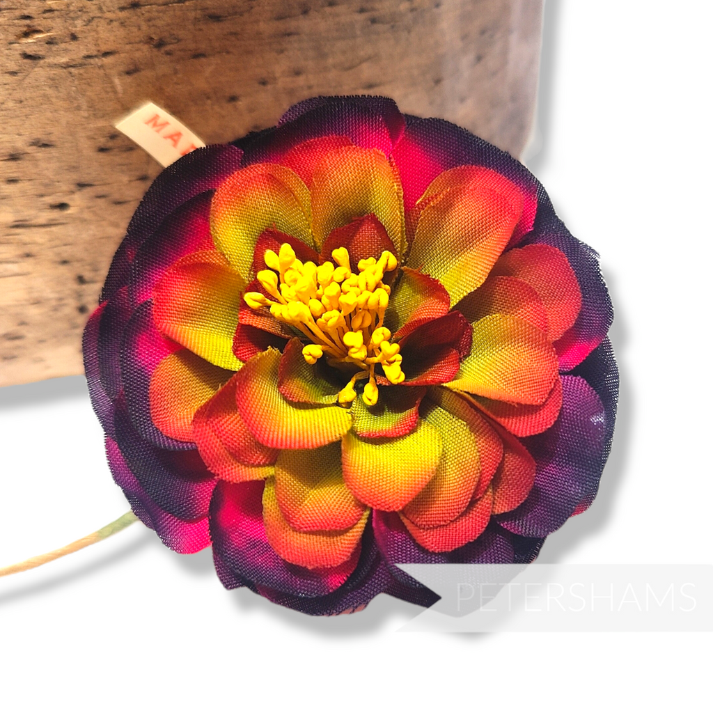 'Akari' 7cm Vintage 1960/70s Wired Japanese Vibrant Dahlia Silk Flower ...