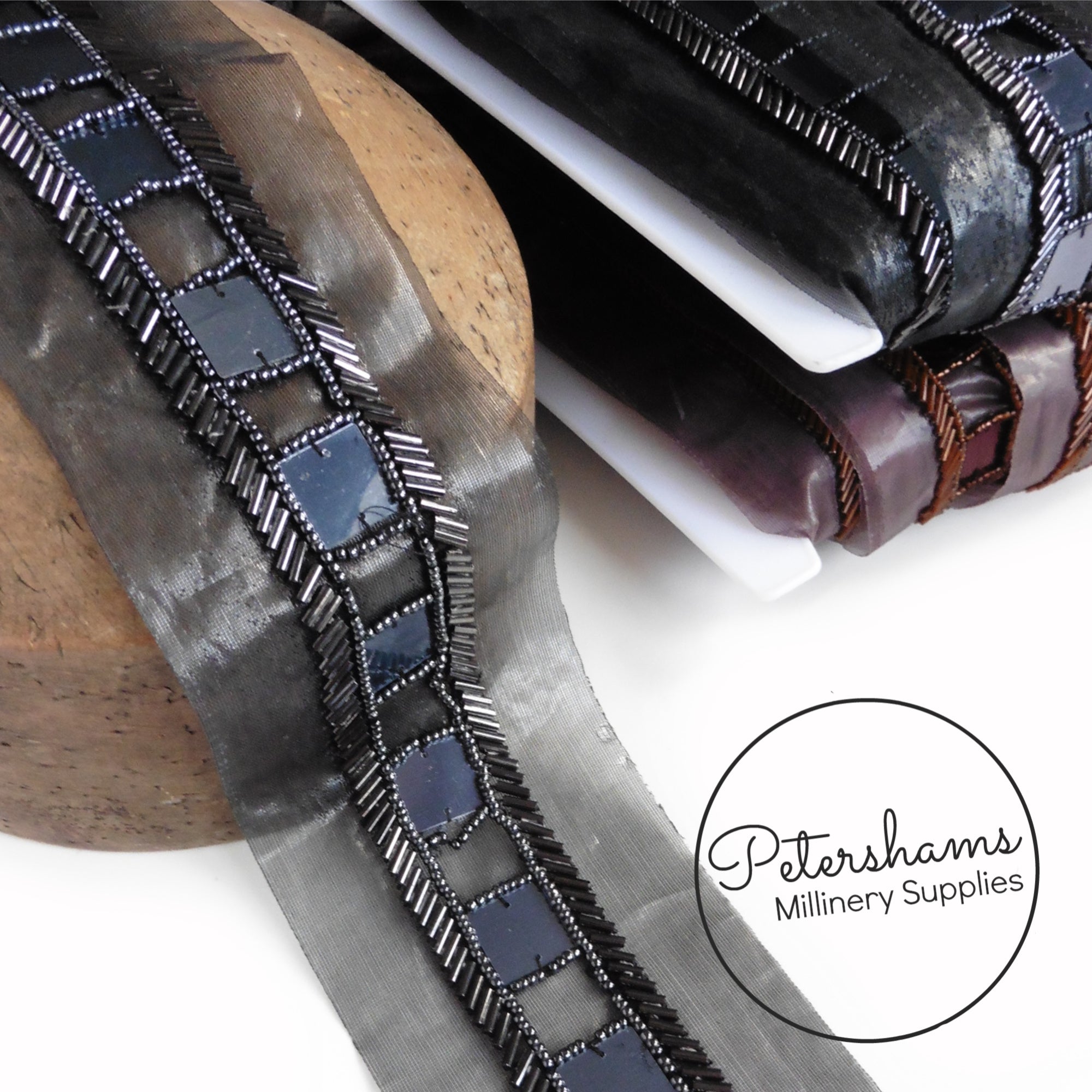 Square Sequin and Beaded Sheer Insertion Trim - 1m – Petershams ...