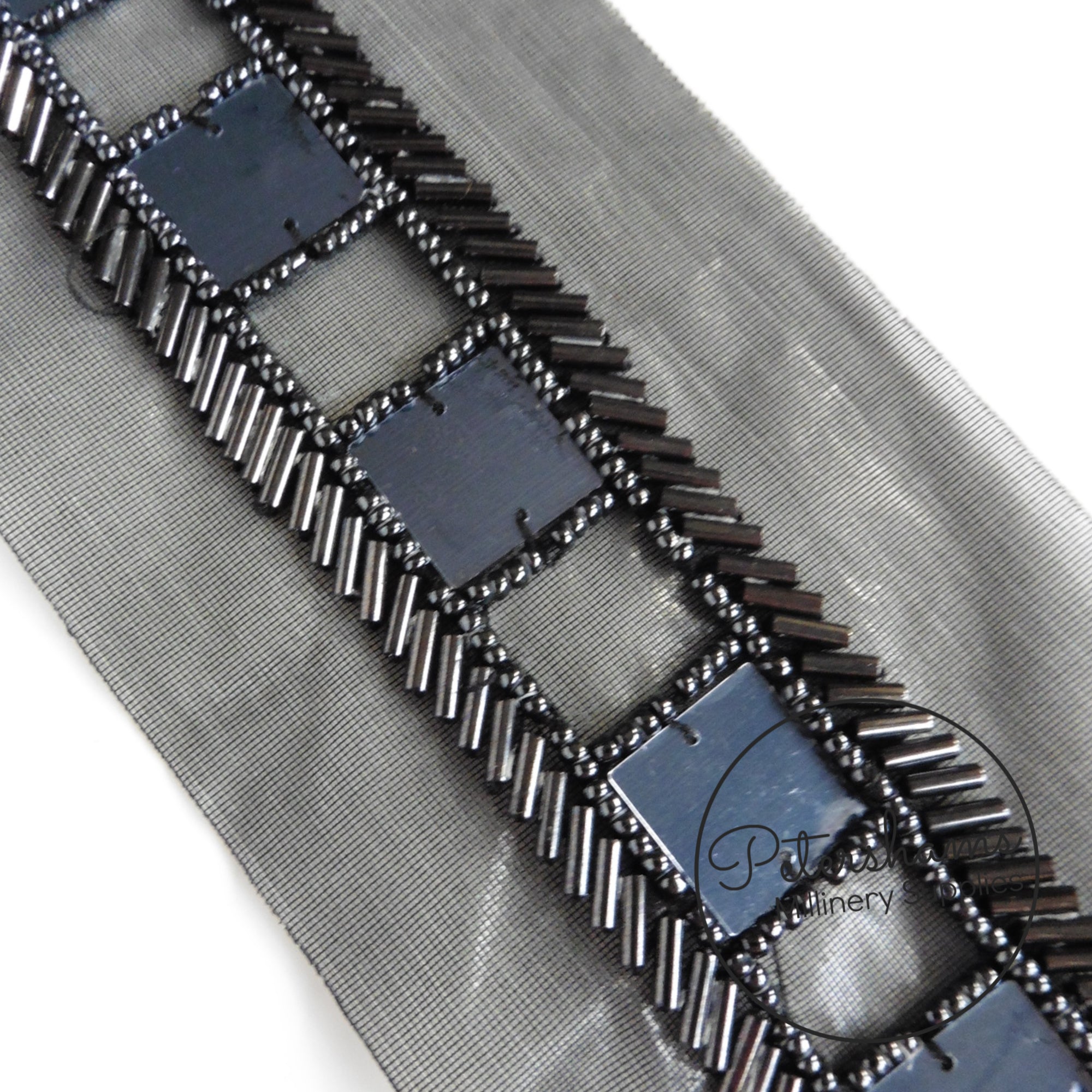 Square Sequin and Beaded Sheer Insertion Trim - 1m – Petershams ...