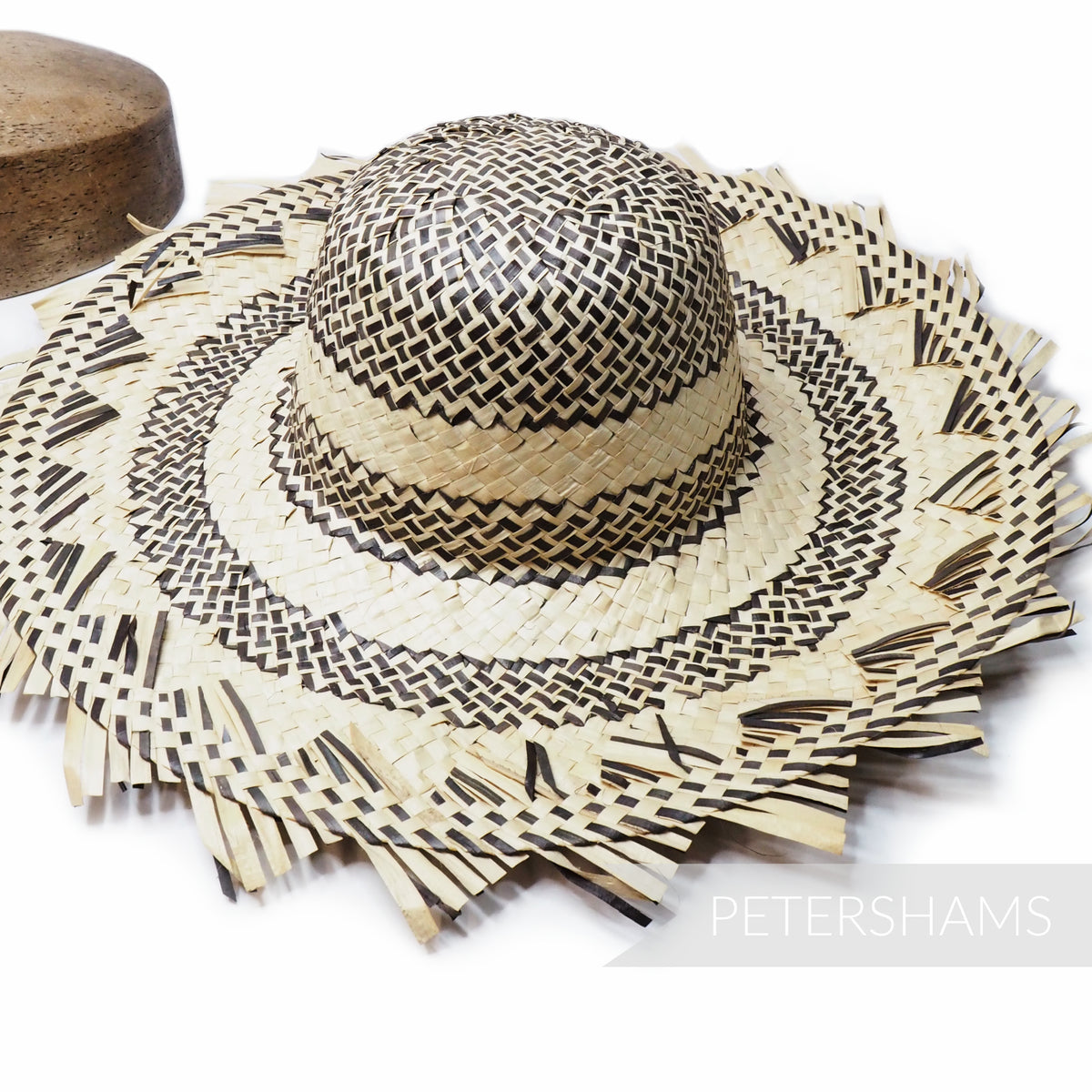 Decorative Edge Black and Natural Straw Capeline Hat Body - 12 ...