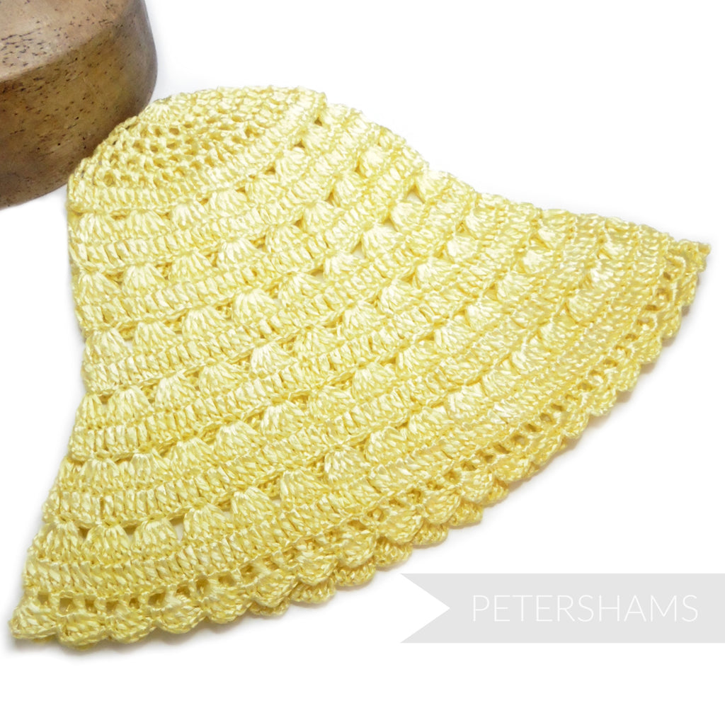 Laminated Raffia Vintage 1970's Crochet Flare Hat Body – Petershams ...