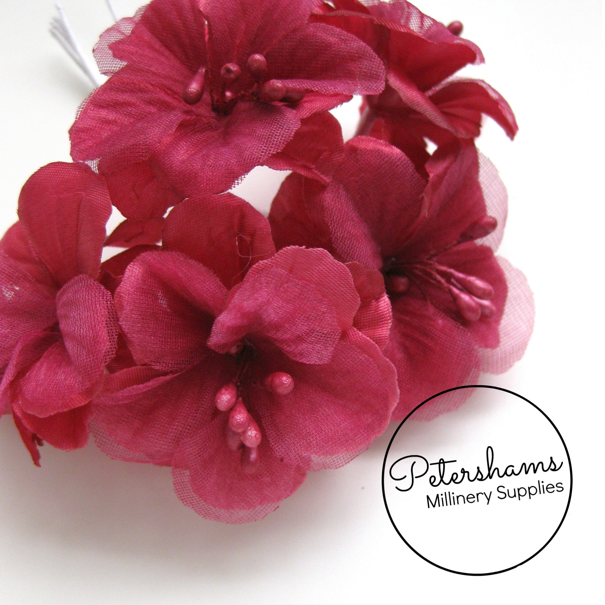 5 Satin & Organza Artificial Mini Hibiscus Flower Picks – Petershams ...