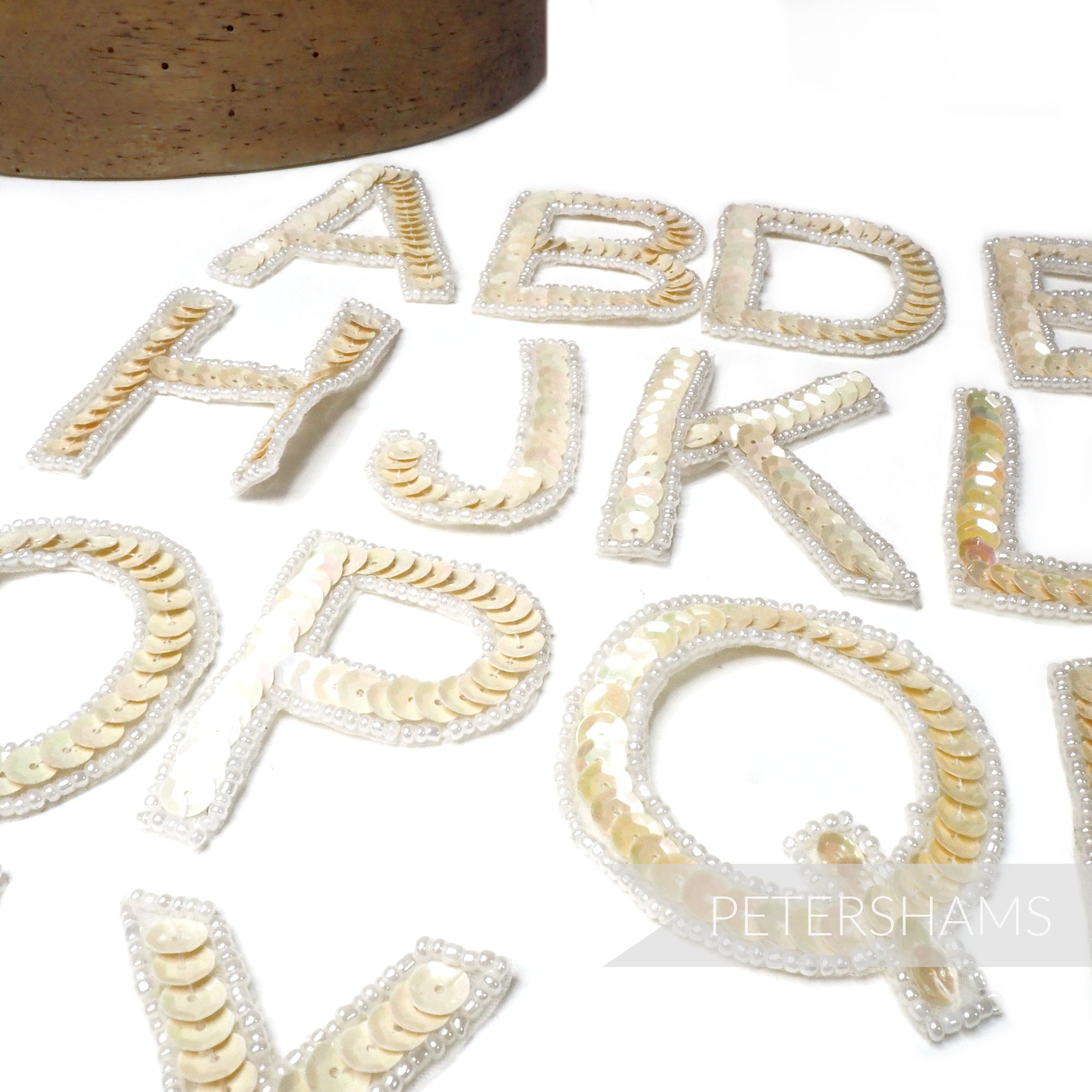 Antique Ivory Sequin & Beaded Alphabet Motifs – Petershams Millinery ...