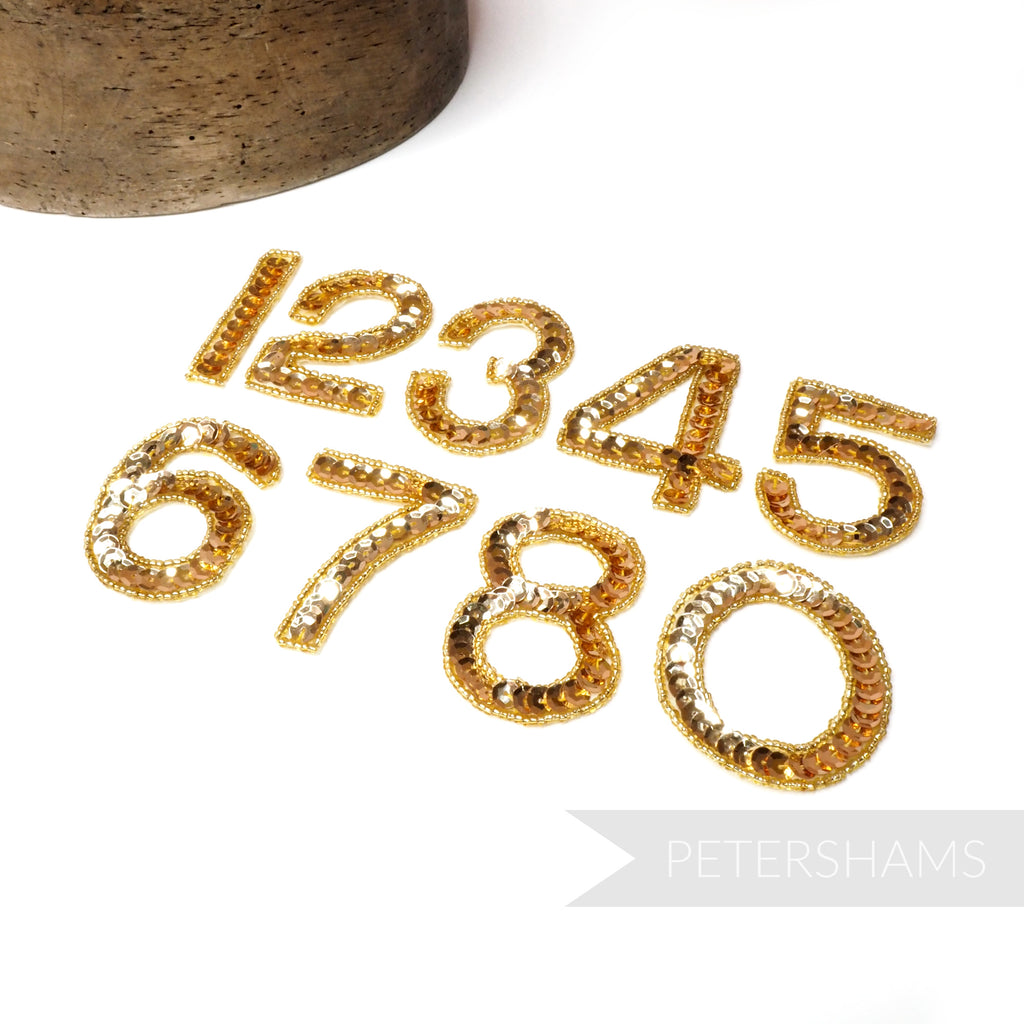 Gold Sequin & Beaded Alphabet and Numbers Motifs – Petershams Millinery ...