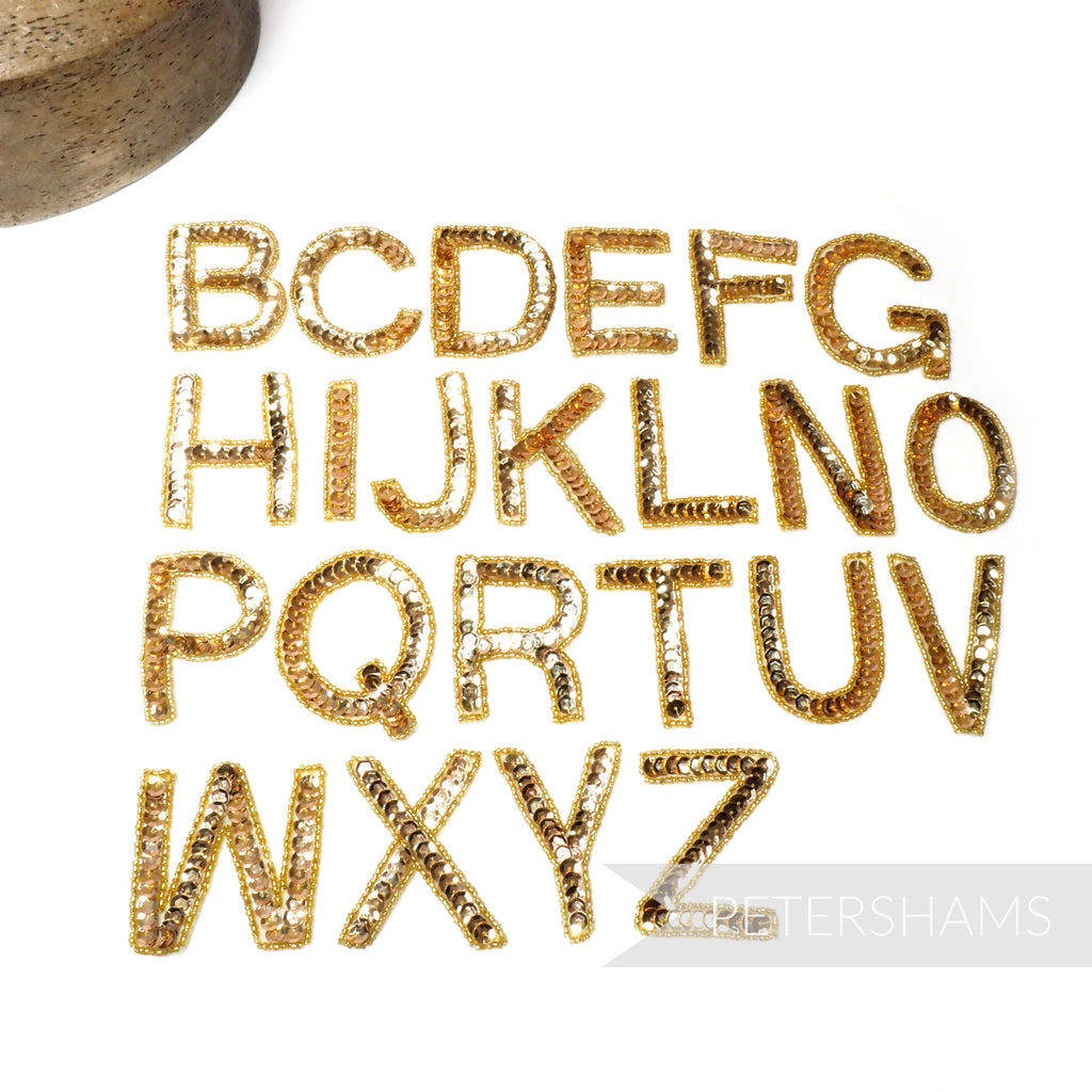 Gold Sequin & Beaded Alphabet and Numbers Motifs – Petershams Millinery ...