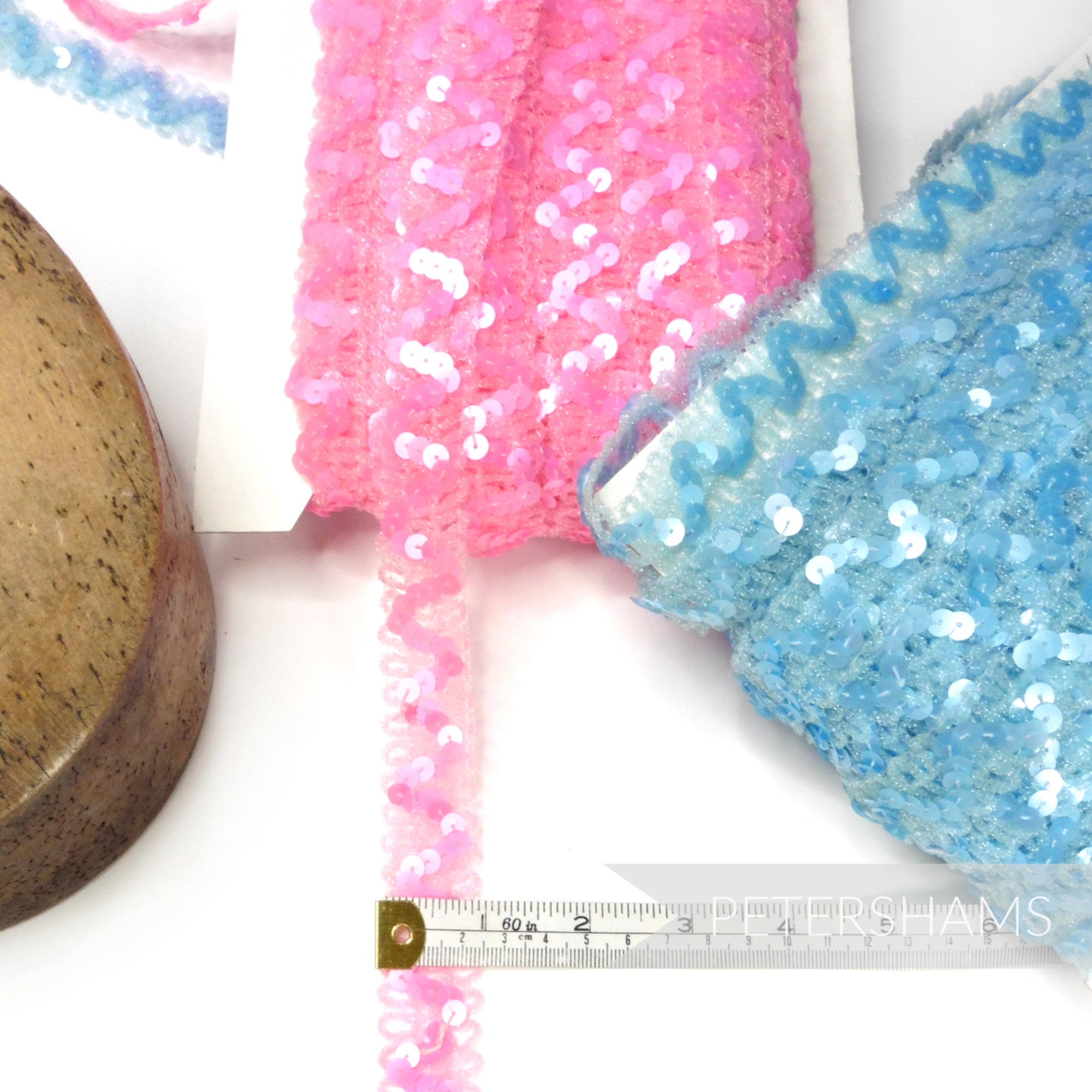 Sheer Blue Lurex & Matte Sequin Wavy Spangle Sequin Trim - 1m ...