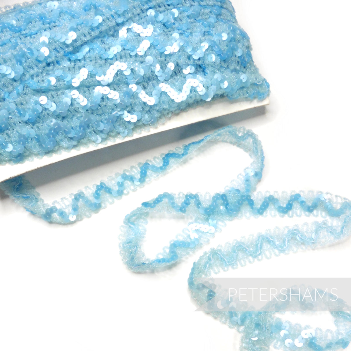 Sheer Blue Lurex & Matte Sequin Wavy Spangle Sequin Trim - 1m ...