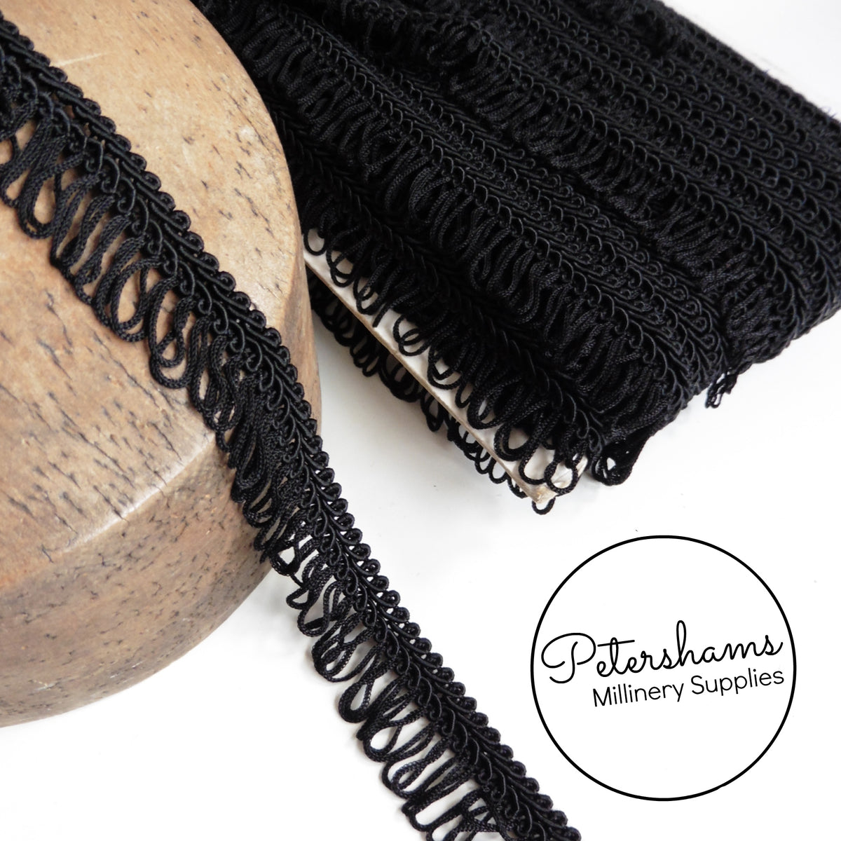 Vintage Black Gimp Braid with Fringe - 1m – Petershams Millinery Supplies