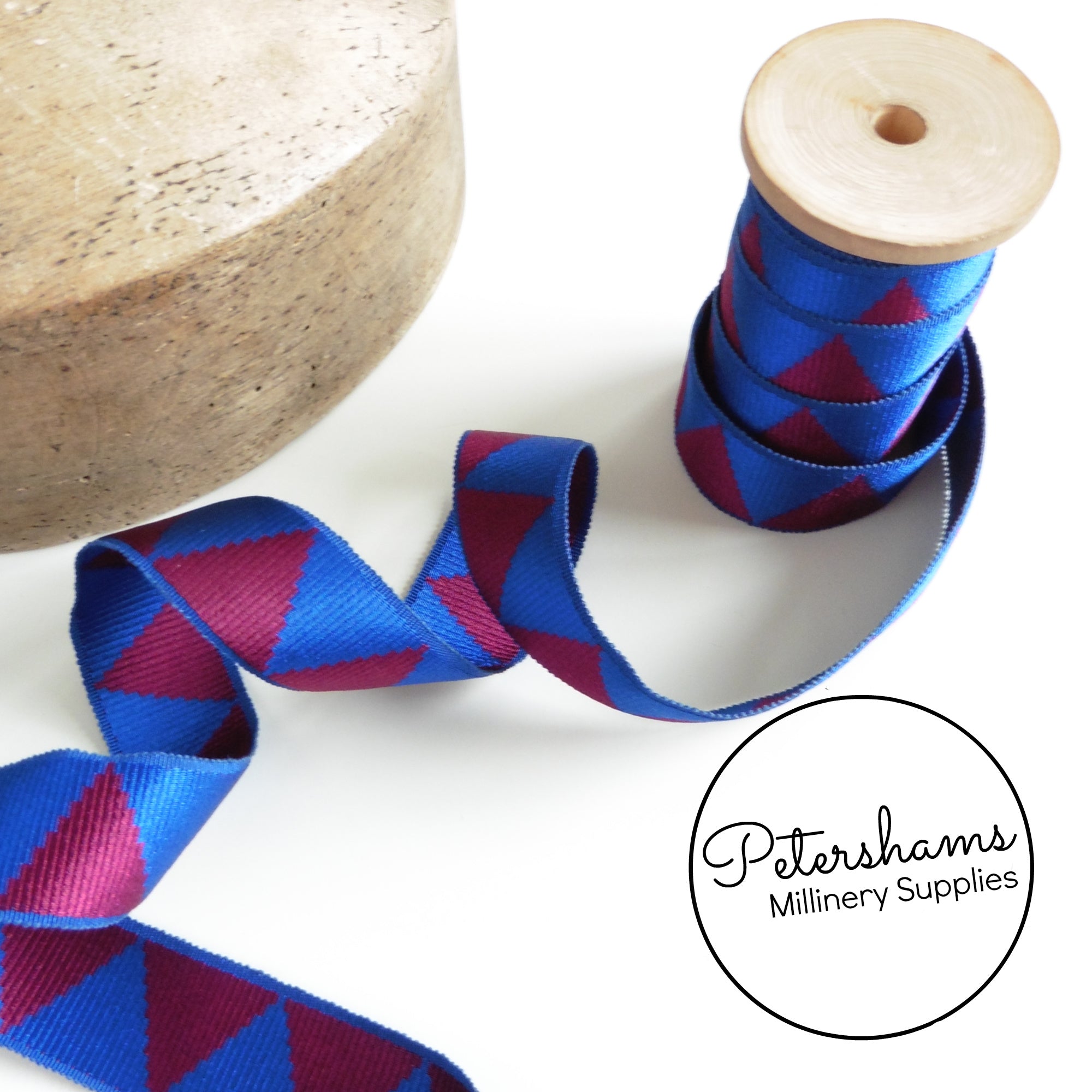 Vintage 28mm Wide Woven Deluxe Triangle Pattern Ribbon - 1m ...
