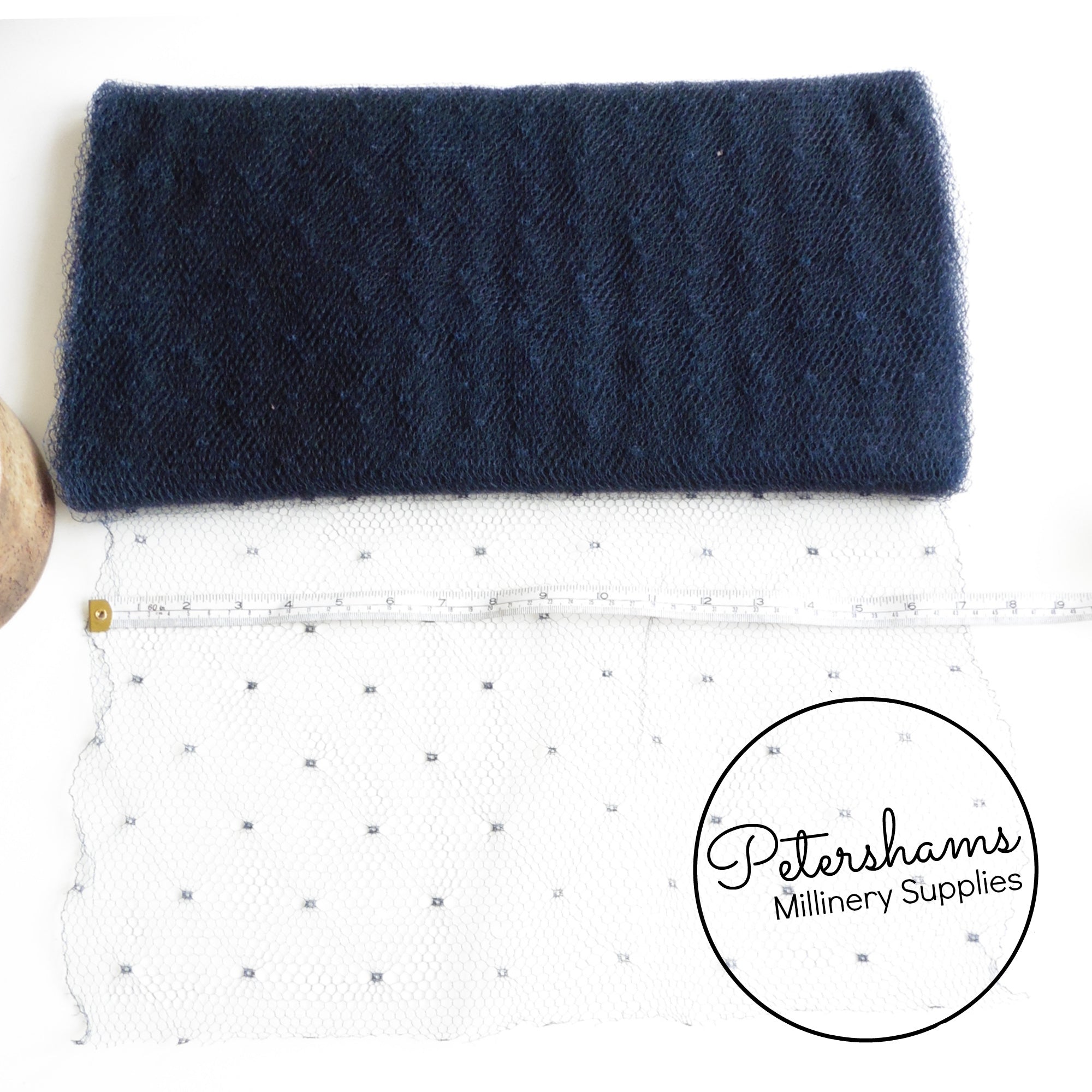 'Sharon' Vintage 1940s/50s Navy Blue Dotty Pattern Veiling - 1m ...