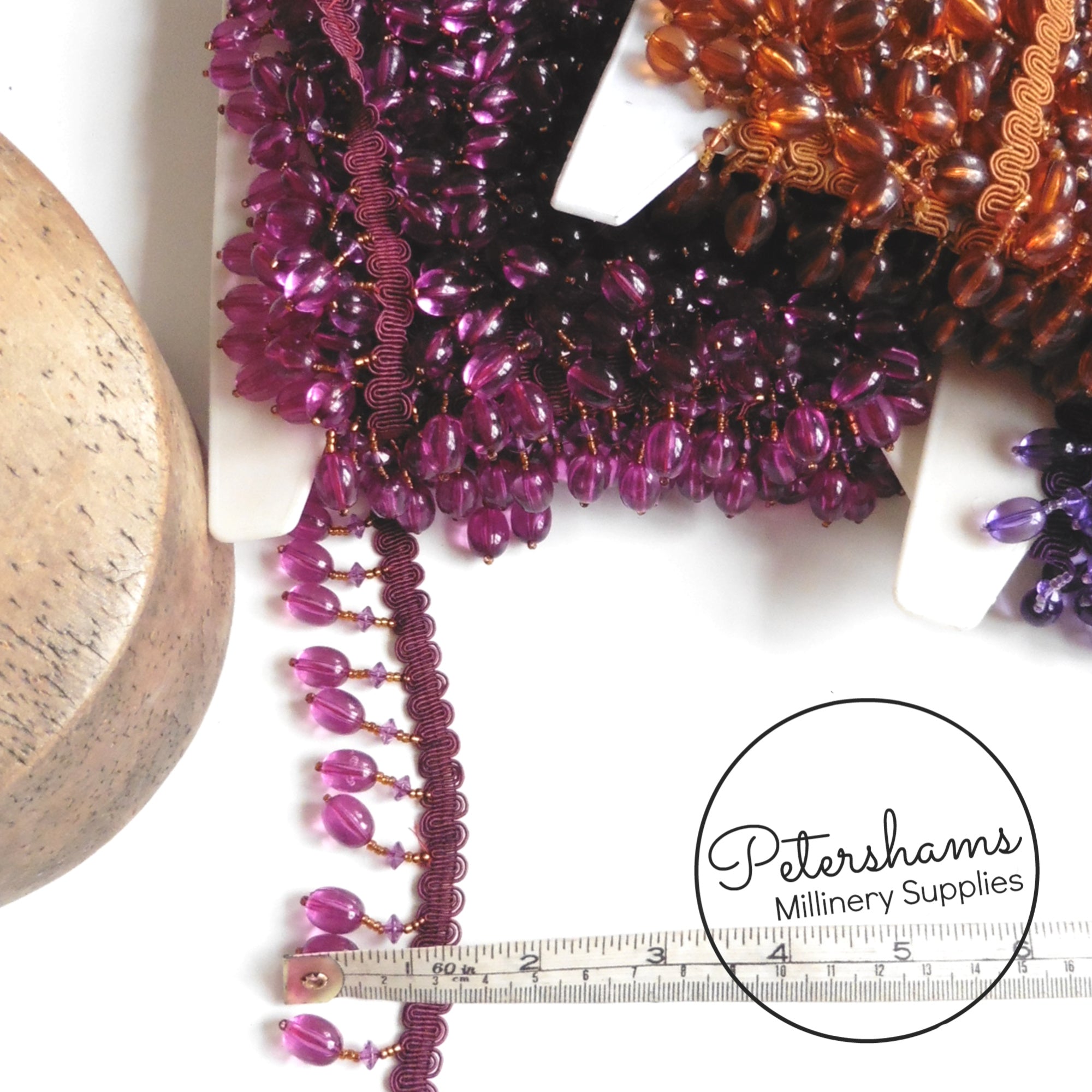 Large Oval Beaded Fringe on Wavy Gimp Braid Trim - 1m – Petershams ...